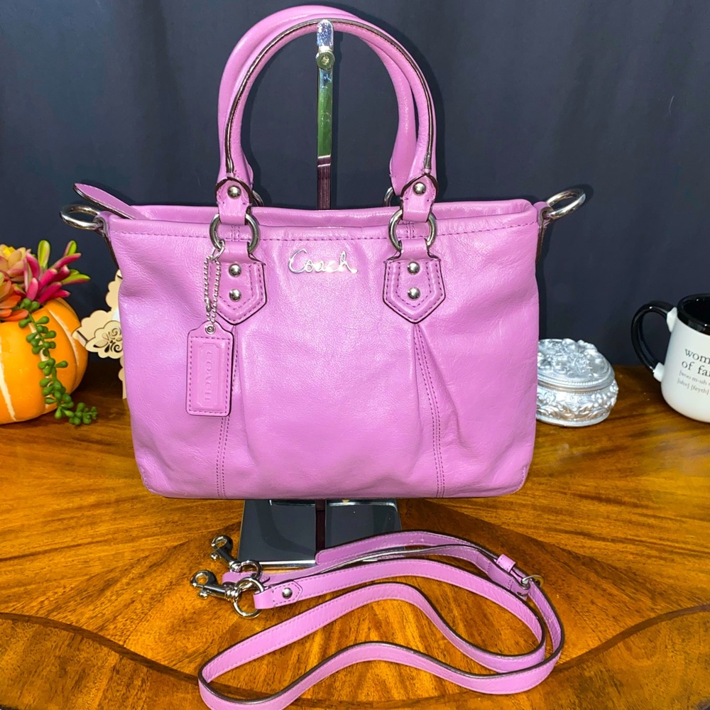 Coach Leather Ashley Mini Tote Purple - Gem